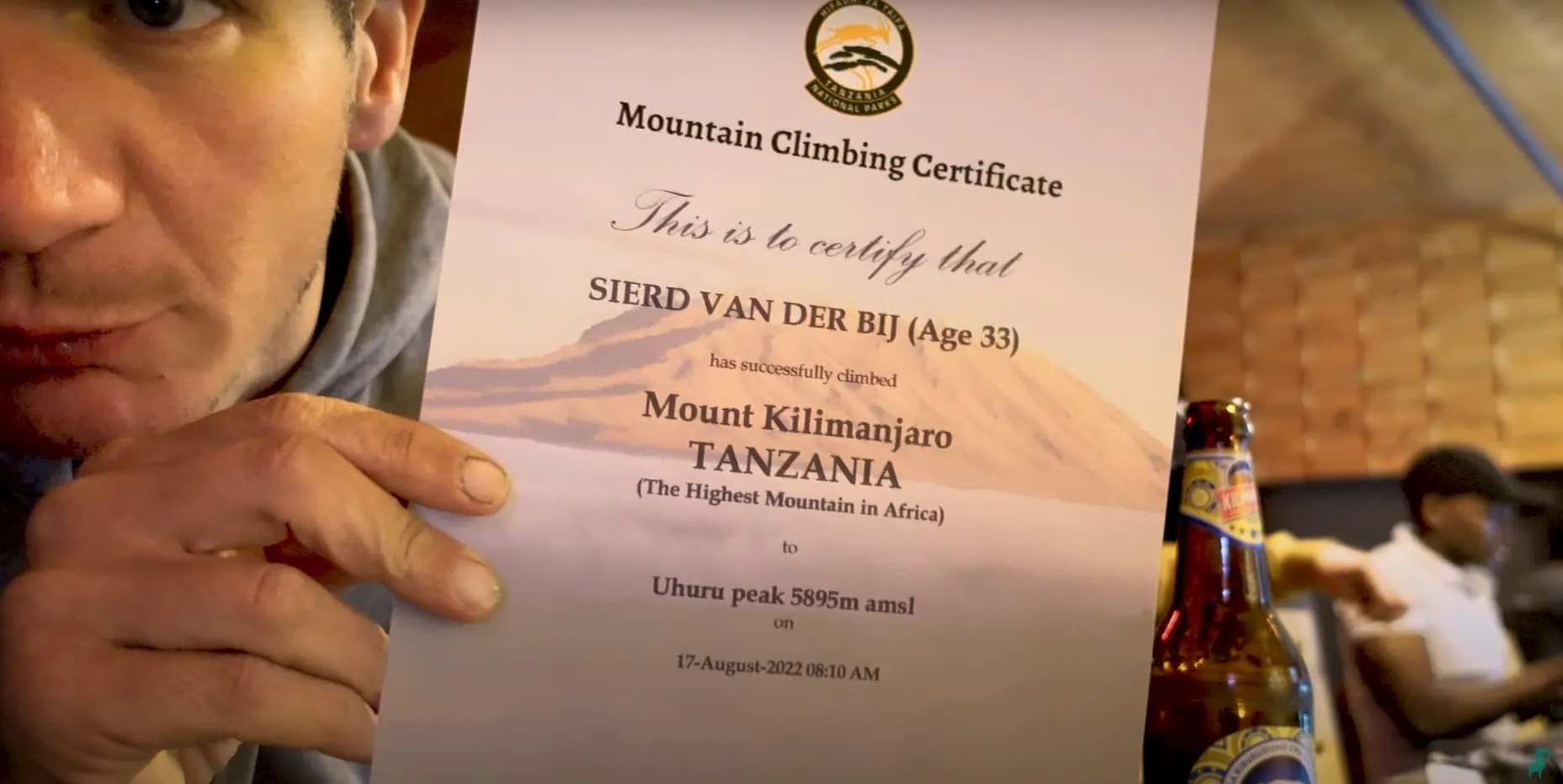 The Mount Kilimanjaro Certificate, what does it look like, how do you ...