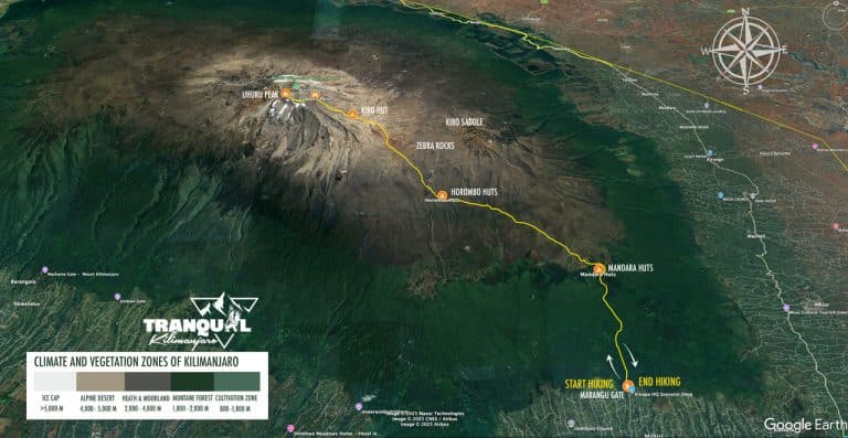 Kilimanjaro Marangu Route Climbing Tips, Success, Cost, Map