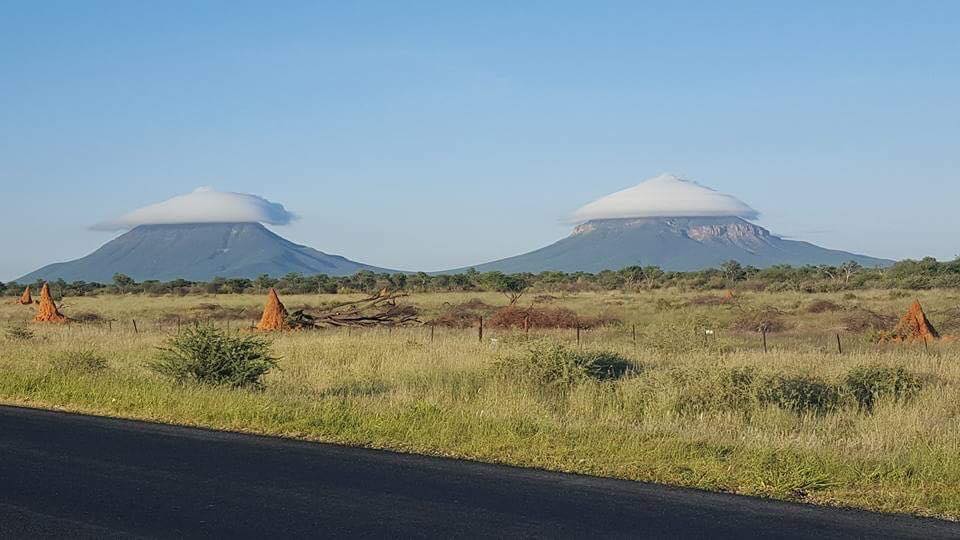 Omatako Mountains, the twin, cone shaped inselbergs in Namibia